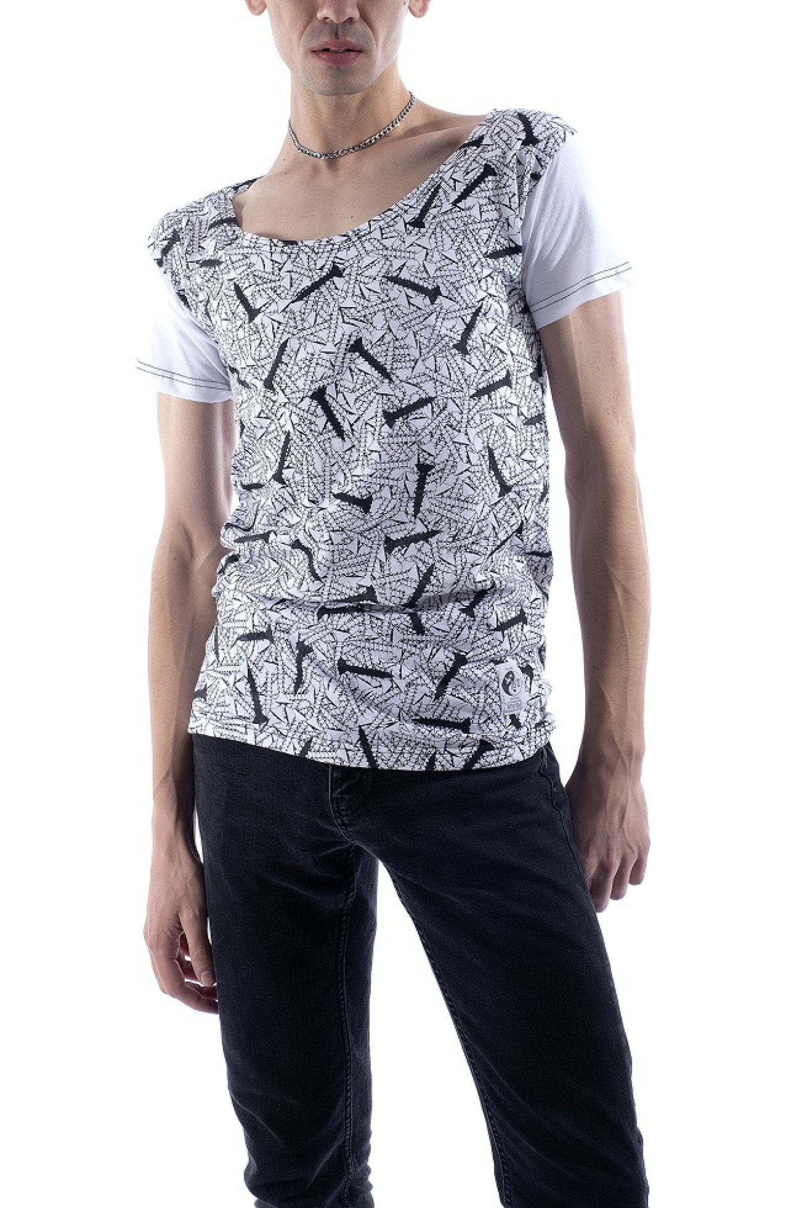 Ελαστικό βαμβακερό t-shirt με τύπωμα